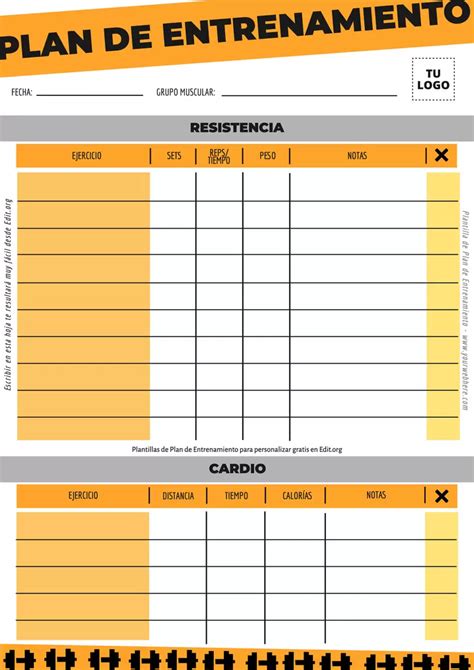 Plantillas De Calendario De Entrenamiento Para Imprimir