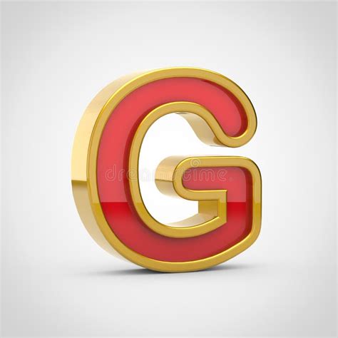 Mayúscula Rojo De G De La Letra De Gloosy Con El Esquema De Oro Aislado