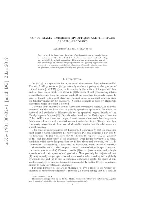 pdf conformally embedded spacetimes and the space of null geodesics