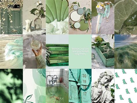 SAGE GREEN Wall Collage Kit Aesthetic Wall Collage Kit Etsy