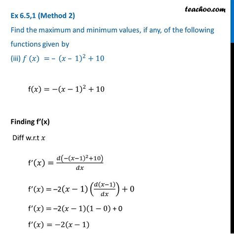 ex 6 3 1 iii find maximum and minimum value for f x x 1 2