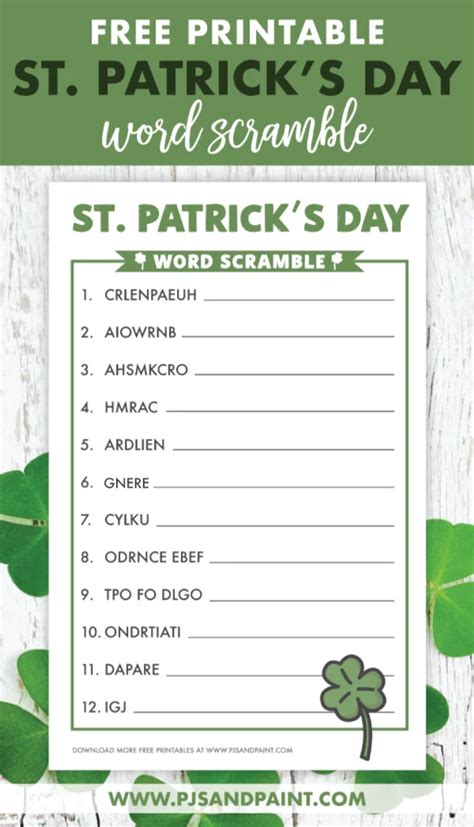 St Patrick S Day Word Search Free Printable Game Pjs And Paint