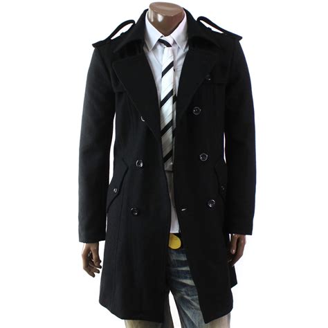 C09 Men S Casual Double Breasted Long Trench Coat Jacket