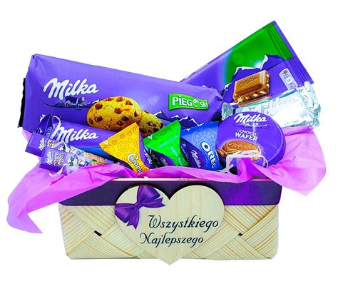Kosz Prezentowy MILKA Box Zestaw Słodyczy Prezent na Urodziny Imieniny