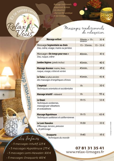 Tarifs Et Massages Relax Vous