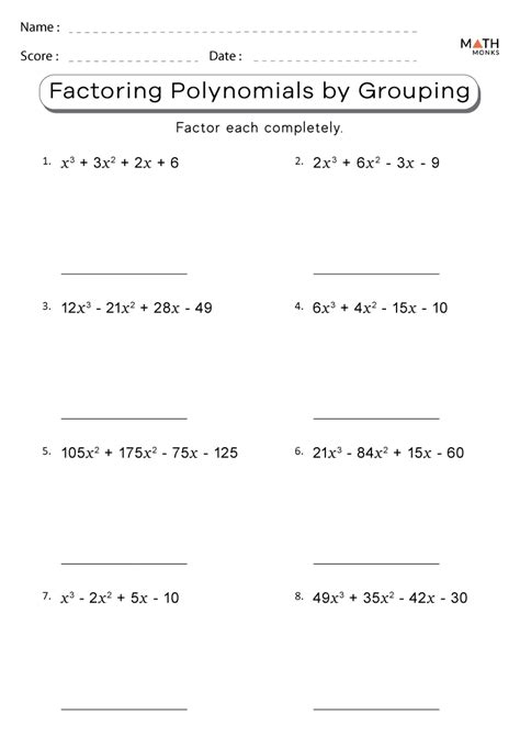 Factoring By Grouping Worksheet Math Monks Worksheets Library