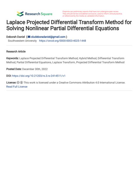 pdf laplace projected differential transform method for solving nonlinear partial differential