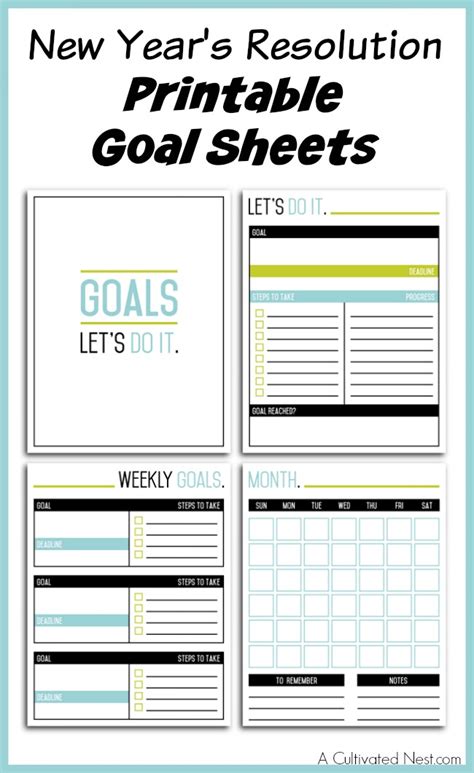 New Year S Resolution Printable Goal Sheets