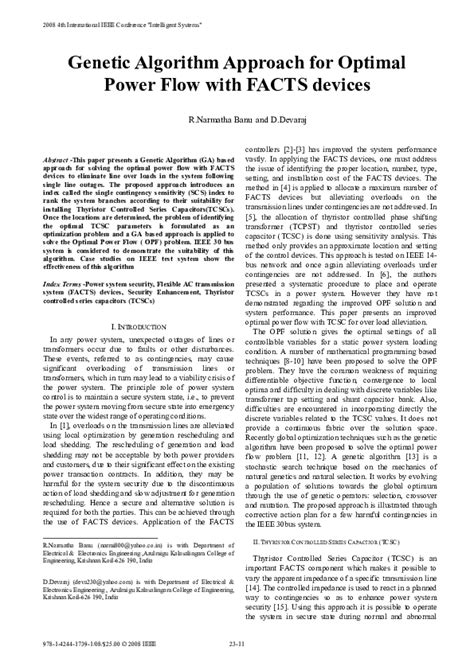 pdf genetic algorithm approach for optimal power flow with facts devices d devaraj