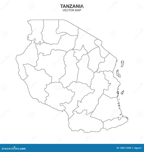 Political Map Of Tanzania Isolated On White Background Stock Vector
