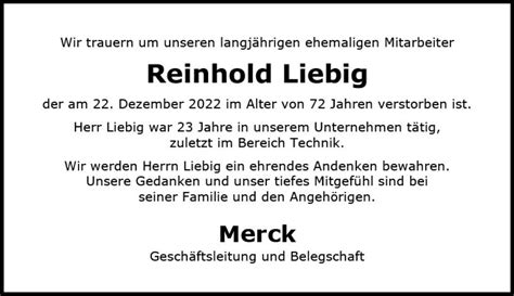 Traueranzeigen Von Reinhold Liebig Vrm Trauer De