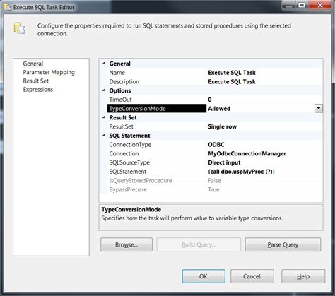 sql server 2012 ssis odbc mapping result set columns to variables returns error value does