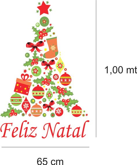 Adesivo Natalino Decoração De Natal Árvore Feliz Natal Elo7