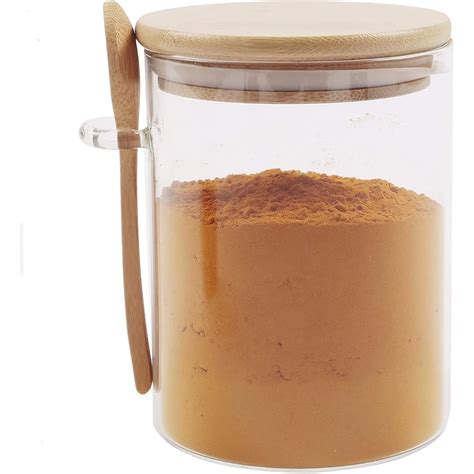 Frasco Pote De Vidro Herm Tico Tampa De Bambu Ml Colher De Bambu