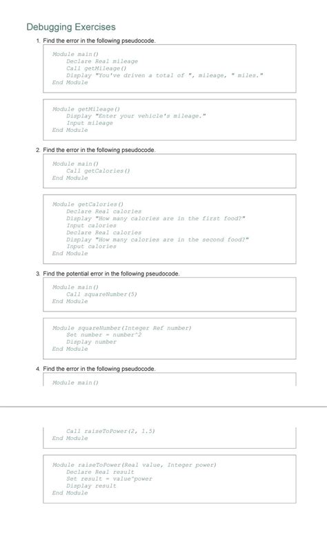 Solved Debugging Exercises Find The Error In The Chegg