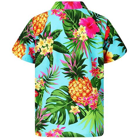 Chemise Chemises hawaïennes à fleurs et ananas pour hommes à manches