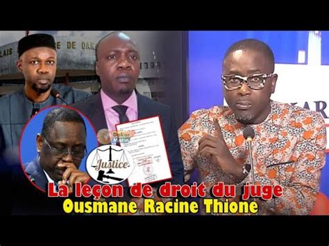 La leçon de droit du juge Ousmane Racine Thione YouTube