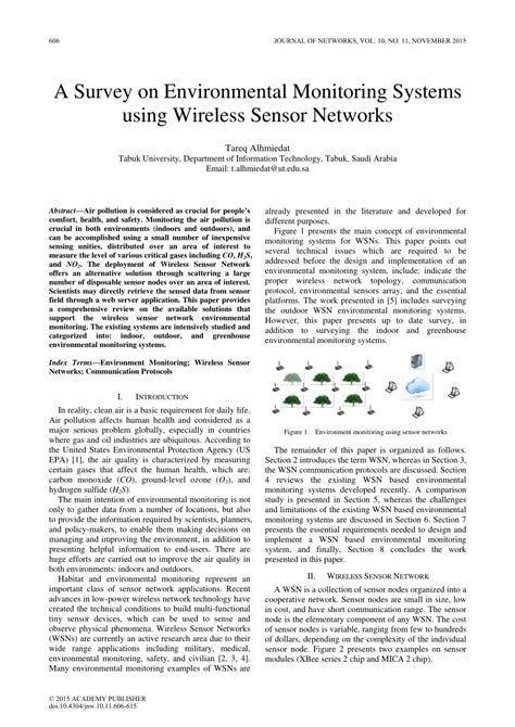 pdf a survey on environmental monitoring systems using wireless sensor networks