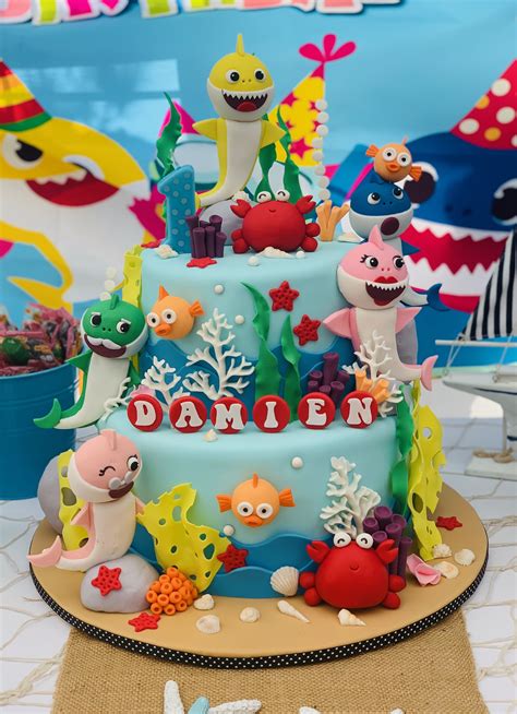 Baby Shark Fondant Birthday Cake