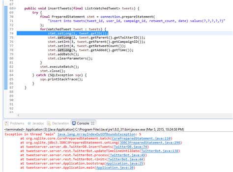 Java ArrayOutOfBoundsException On PreparedStatement Stack Overflow