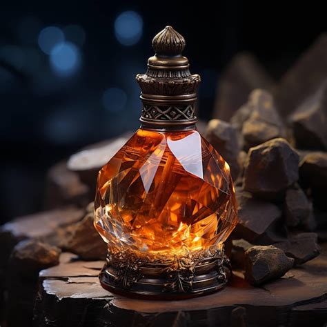 Premium AI Image A Bottle Of Perfume Sits On A Rock With A White