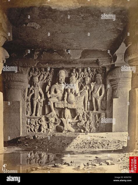 Close View Of Sculpture Of Ravana Shaking Kailasa In The Dumar Lena