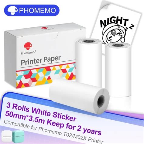 Rolls Box Phomemo Black On White Thermal Paper Self Adhesive Sticker