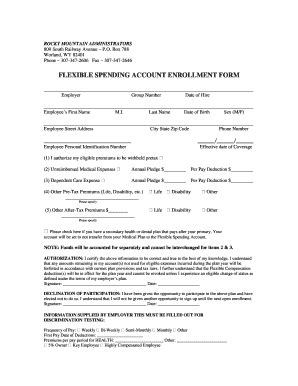 Fillable Online FLEXIBLE SPENDING ACCOUNT ENROLLMENT FORM Fax Email