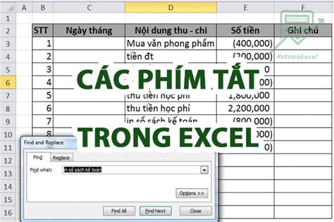 Các phím tắt trong Excel dân văn phòng kế toán nên biết KhoNCC Nhà