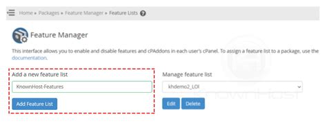 How To Use Feature Manager In WHM KnownHost