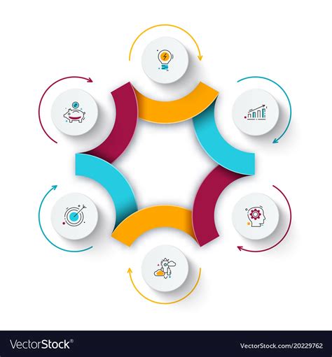 Abstract Element Cycle Diagram With 6 Steps Vector Image