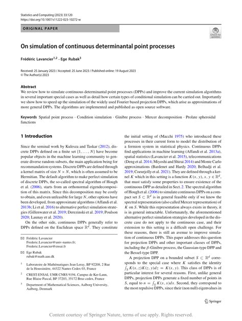 pdf on simulation of continuous determinantal point processes