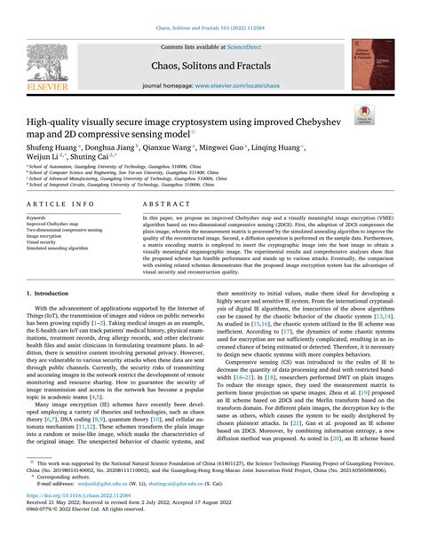 pdf high quality visually secure image cryptosystem using improved chebyshev map and 2d