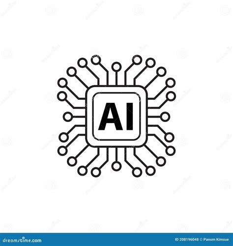 Artificial Intelligence Ai Processor Chip Vector Icon Symbol For