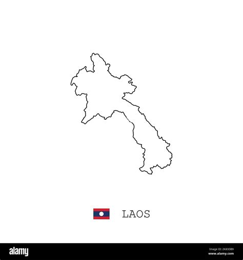 Contorno línea lineal del mapa vectorial de Laos Mapa negro de Laos