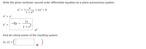 Solved Write The Given Nonlinear Second Order Differential Chegg
