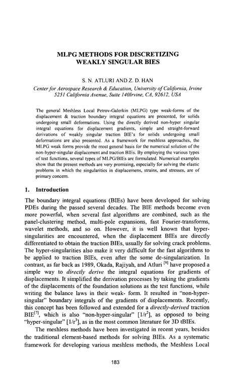 pdf mlpg methods for discretizing weakly singular bies