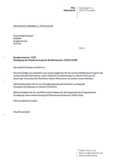 Drucke selbst Kostenlose Vorlagen für Kündigungsschreiben