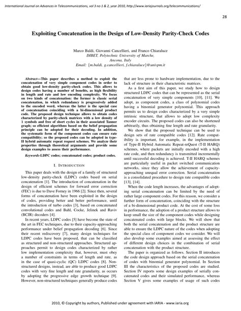 pdf exploiting concatenation in the design of low density parity check codes