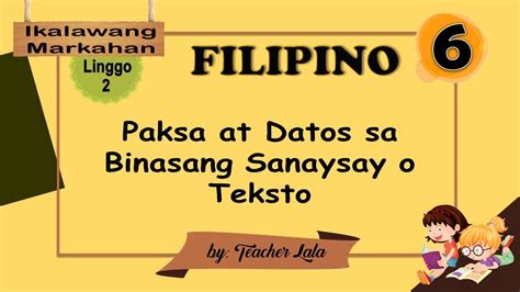 Paksa At Datos Sa Binasang Sanaysay O Teksto YouTube