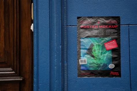 Free PSD Glued Paper Poster Mock Up