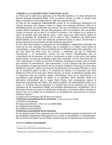 Critica A La Razon Pura
