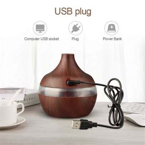 Wooden USB Electric Aroma Air Diffuser Ultrasonic Humidifier 300ml