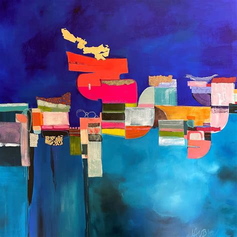Peinture Le village des modernistes par Lau Blou Carré d artistes