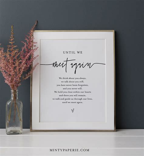 In Loving Memory Sign Until We Meet Again Poem Wedding Memorial Table