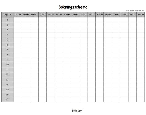 Enkelt Bokningsschema Gratis Mall Tips Regler Och Instruktioner