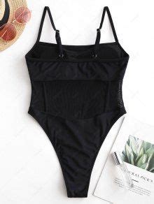 ZAFUL Mesh Panel High Cut Sheer One Piece Swimsuit In BLACK ZAFUL 2024