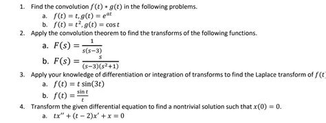 solved 1 find the convolution f t g t in the following