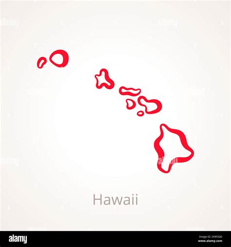 Outline Map Of Hawaii Marked With Red Line Stock Vector Image Art Alamy