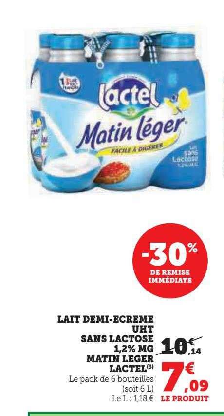 Offre Lait Demi Cr M Uht Sans Lactose Mg Matin L Ger Lactel Chez